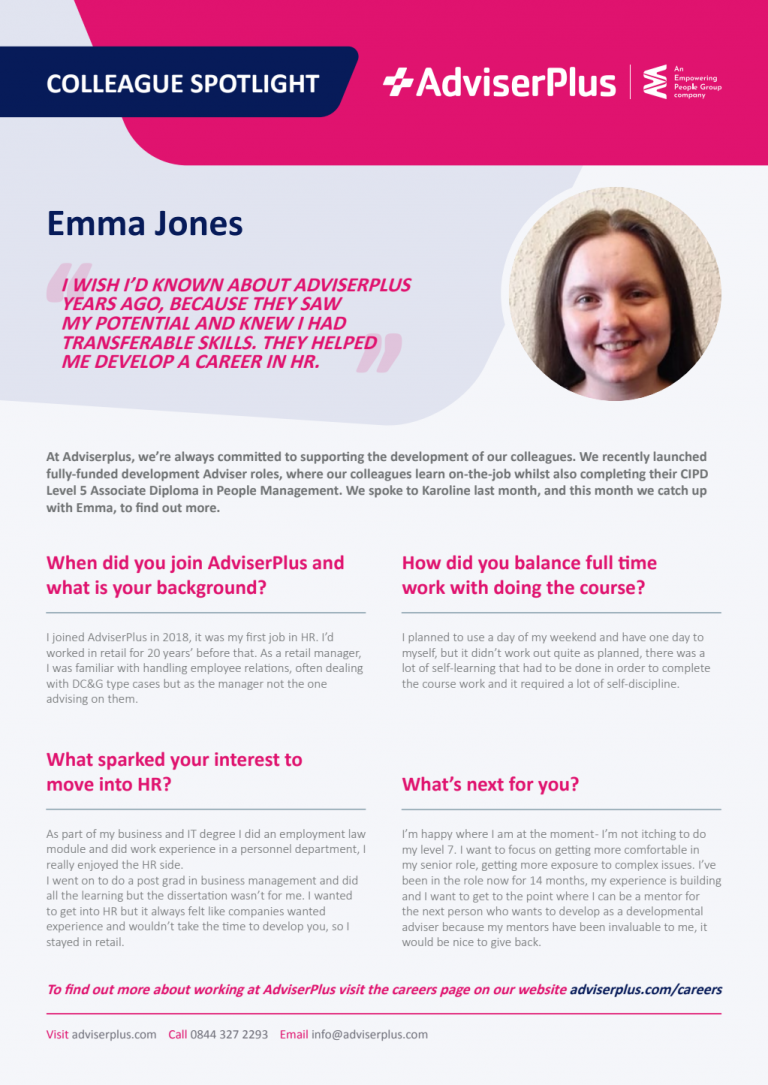 Colleague Spotlight: Emma Jones' career journey | AdviserPlus